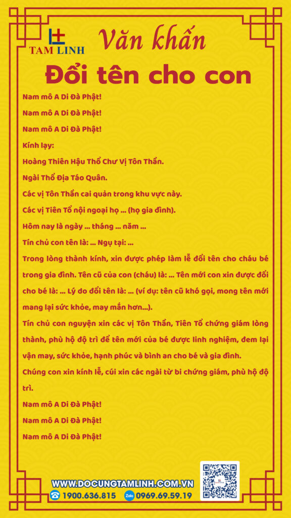 Bài cúng đổi tên cho con đầy đủ, chi tiết NHẤT